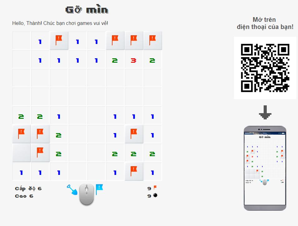 Game gỡ mìn - dò mìn (minefield)